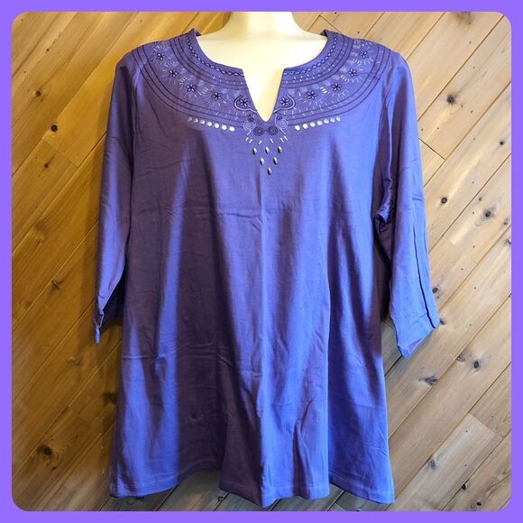 Tops | Company B Purple Yneck Tunic Top New Plus Size 2x | Poshmark